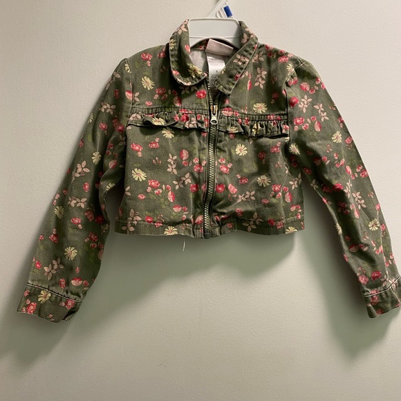 Little Lass | Jackets & Coats | Little Lass Olive Green Denim Jacket ...